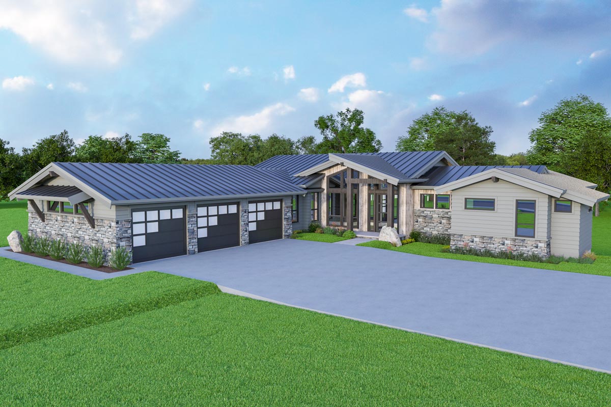 Mid Century 3 Car Garage With Loft 75 Mid Century Garage Und