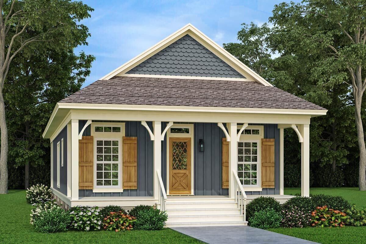 1001 Square Foot 1 Bed Cottage with 7-Foot Deep Front and Rear Porches ...