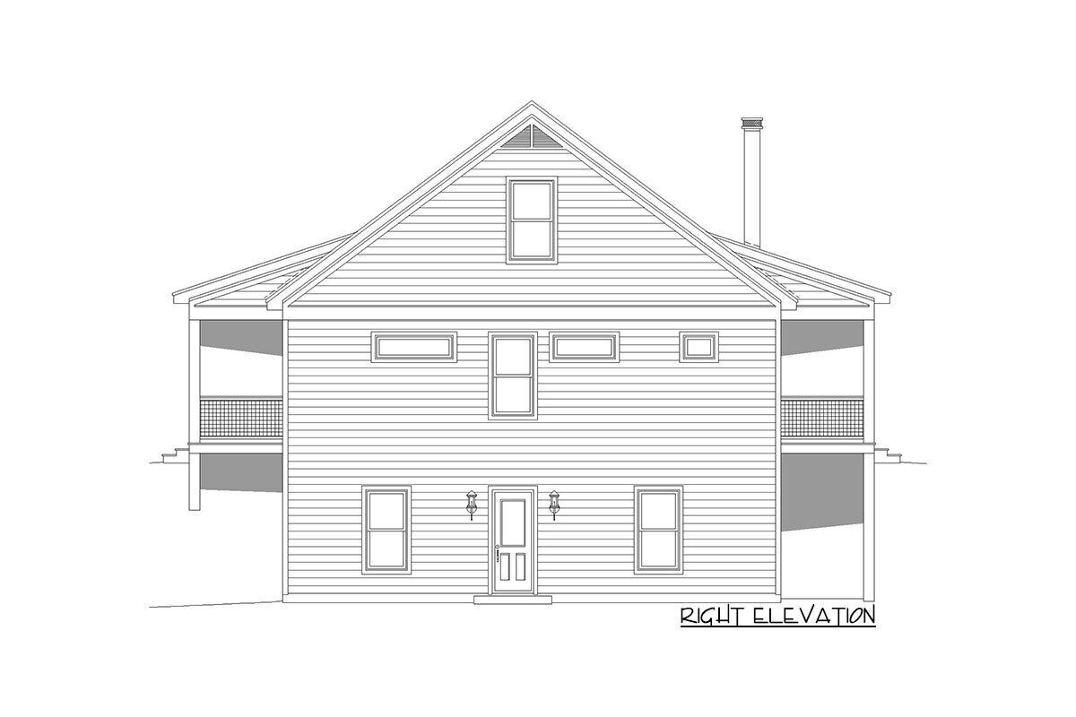1280 Square Foot Rustic Country House Plan with Unfinished Side-Entry ...