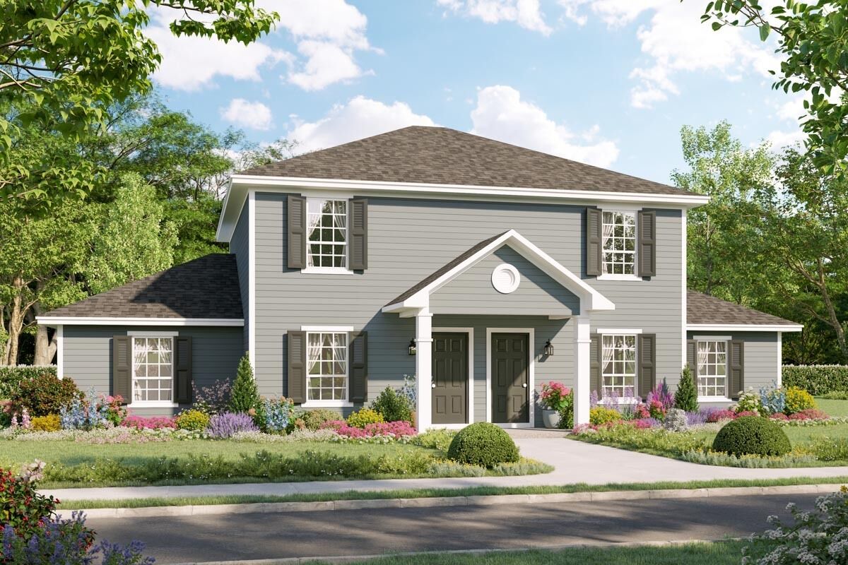 Center Entry Duplex with Matching 1245 Square Foot 2 Bed Units ...
