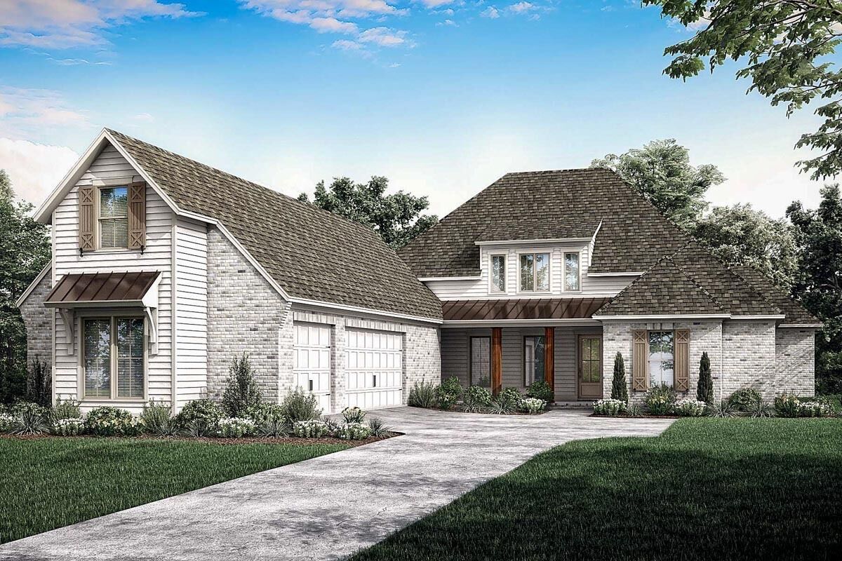Transitional Country House Plan with Keeping Room and Covered Porch ...
