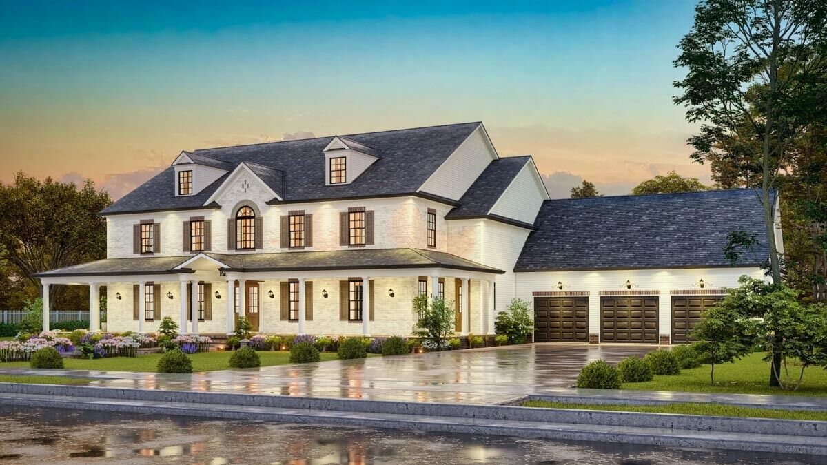 6 Bed Traditional Country Home Plan with Formal Dining Room - 25816GE ...