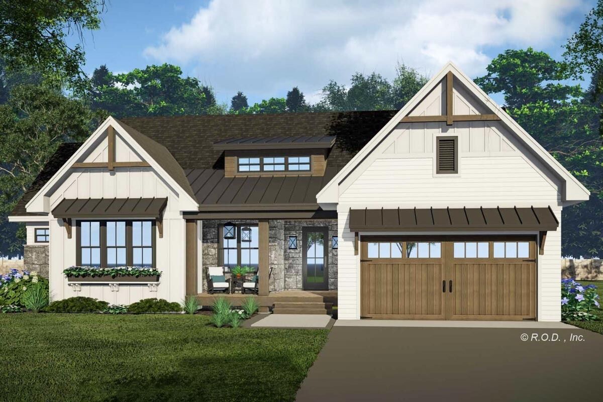 2030 Square Foot New American Farmhouse Plan with 4 Bedrooms - 14777RK ...