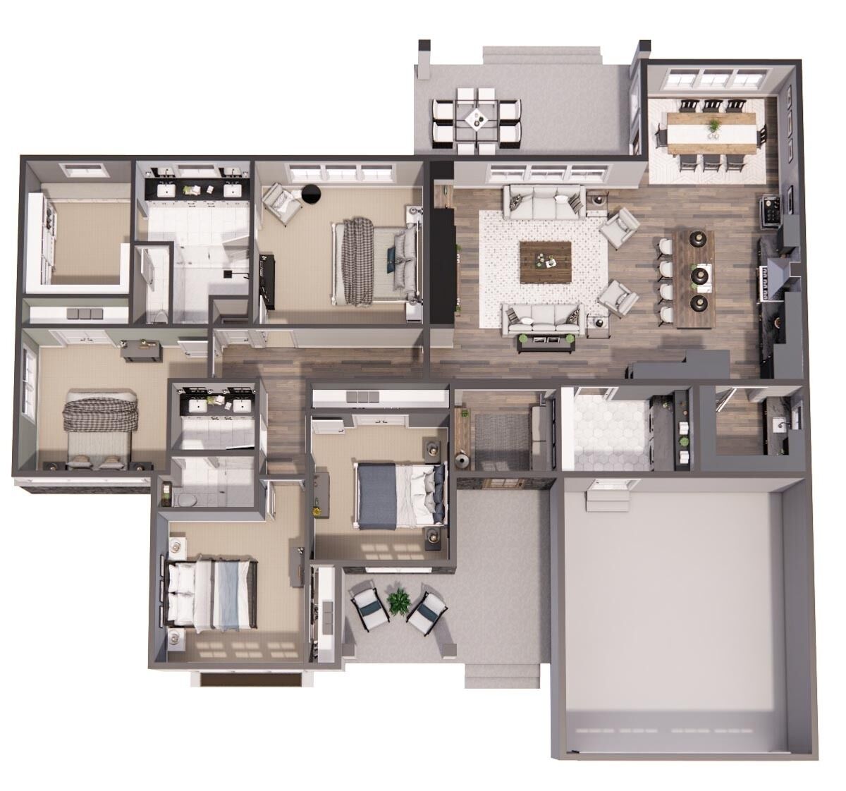 2030 Square Foot New American Farmhouse Plan with 4 Bedrooms - 14777RK ...