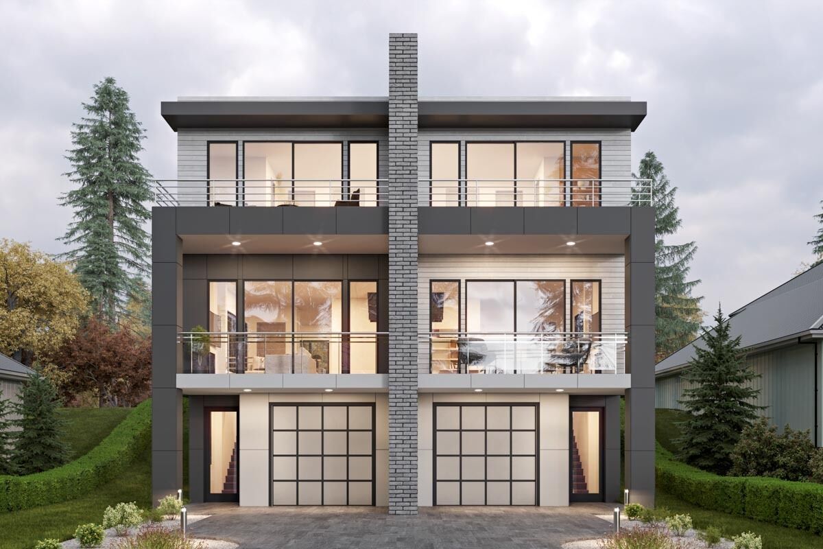 Modern Duplex with Side-By-Side 3-Bed Units Under 2000 Square Feet ...