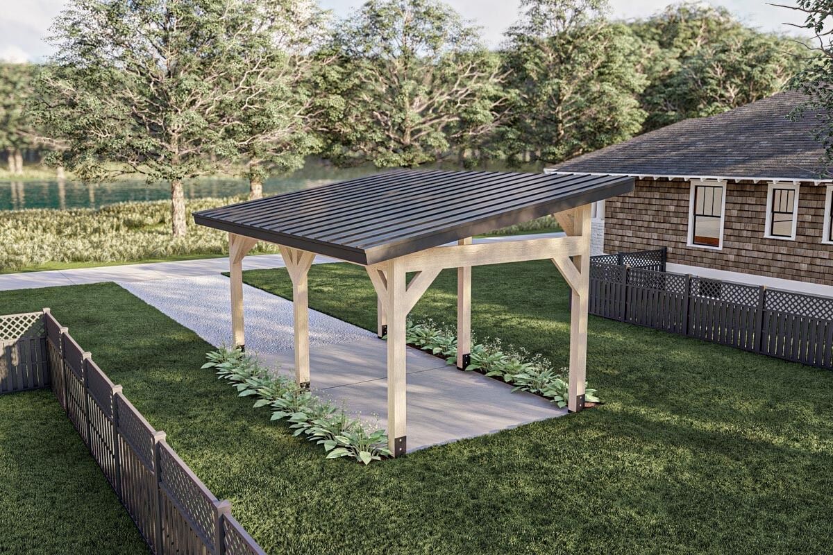 252 Square Foot Carport with Sloping Metal Roof - 623268DJ ...