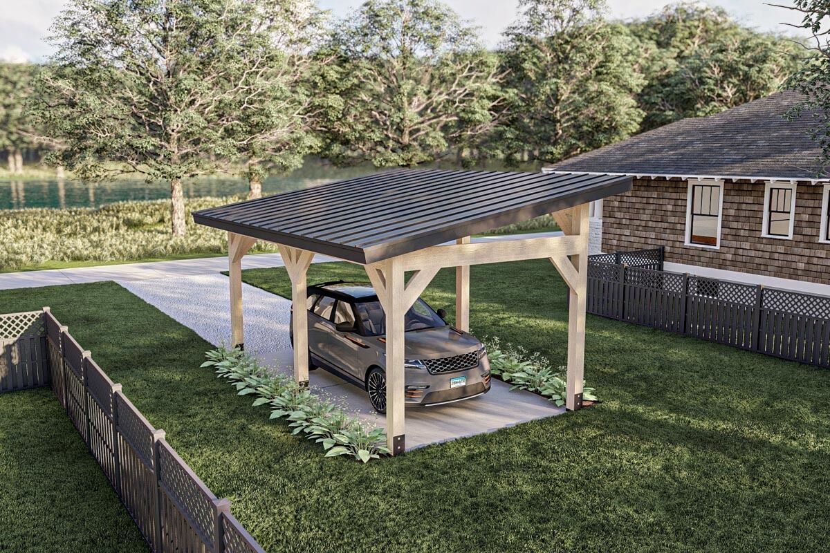 252 Square Foot Carport with Sloping Metal Roof - 623268DJ ...
