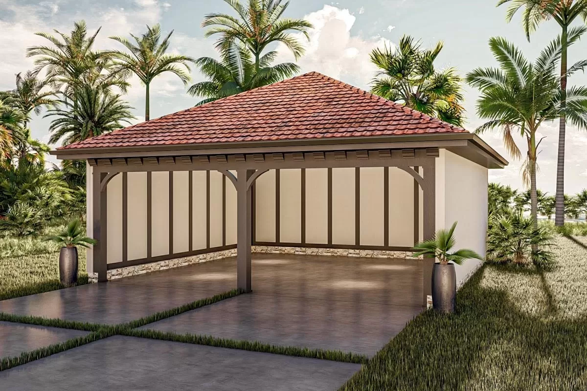 265 Square Foot Mediterranean-Style 2-Car Carport - 623271DJ ...
