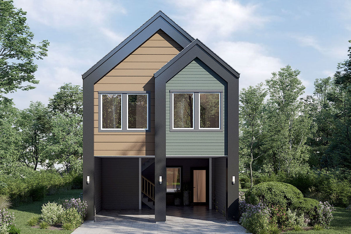 Two-Story Duplex House Plan with 2262 Square Foot 5 Beds - 100313GHR ...