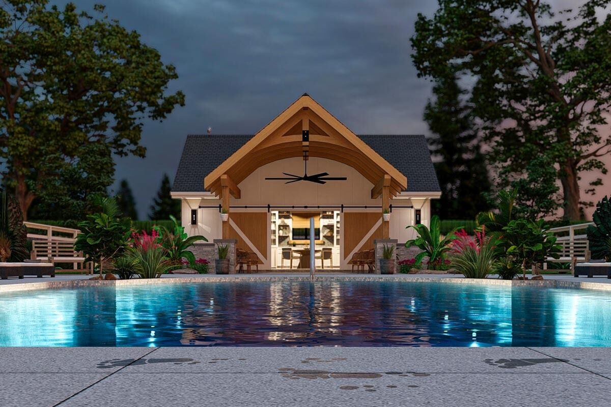 362 Sq Ft Pool House with Covered Patio Outside and a Wet Bar - and ...