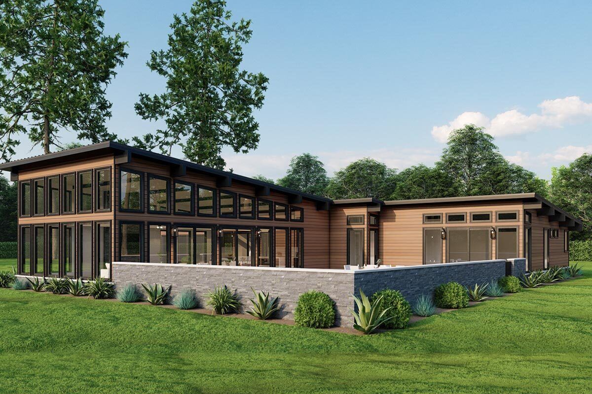 Modern Lakehouse Plan with Open Vast Indoor and Outdoor Living Space ...