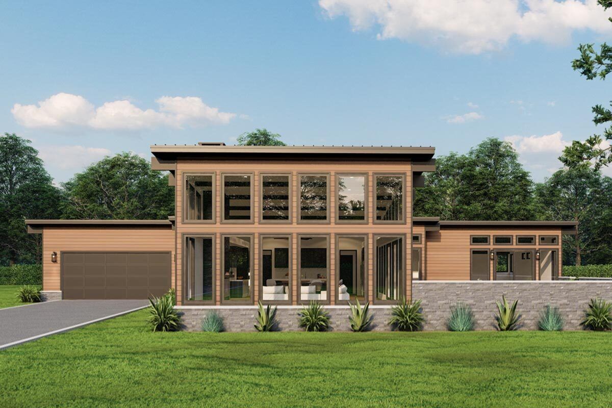 Modern Lakehouse Plan with Open Vast Indoor and Outdoor Living Space ...