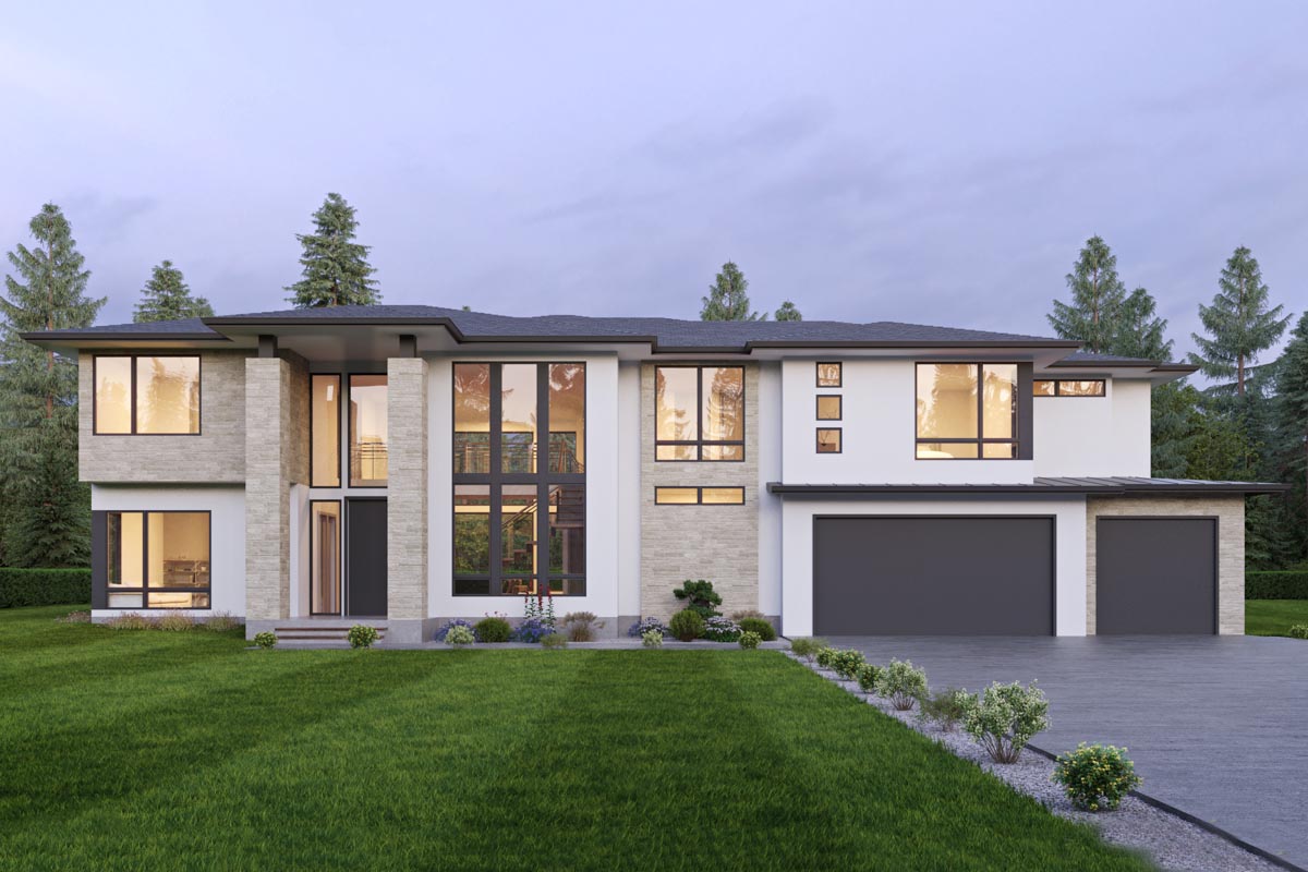 Plan 666237RAF: 2-Story Modern Home Plan Under 4600 Sq Ft with Outdoor ...