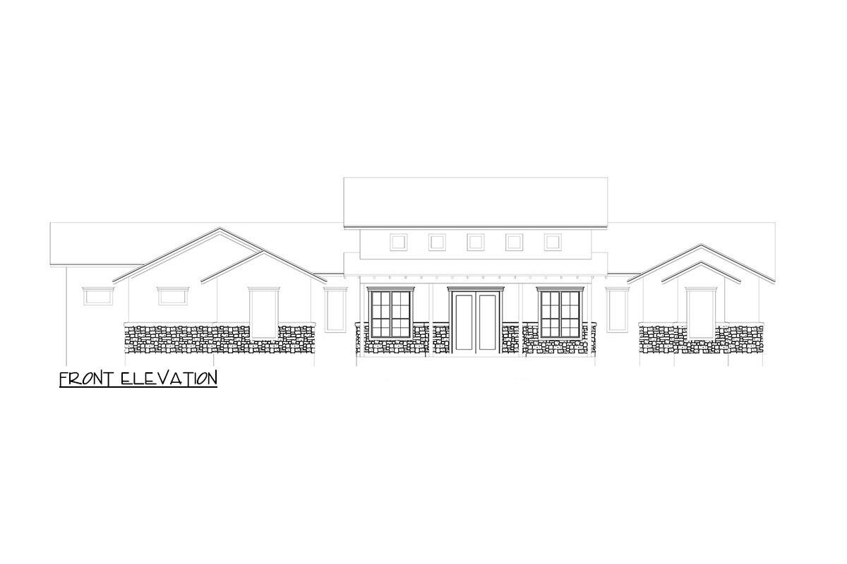 Hill Country Farmhouse Plan with 17-Foot-High Great Room and Two Master ...