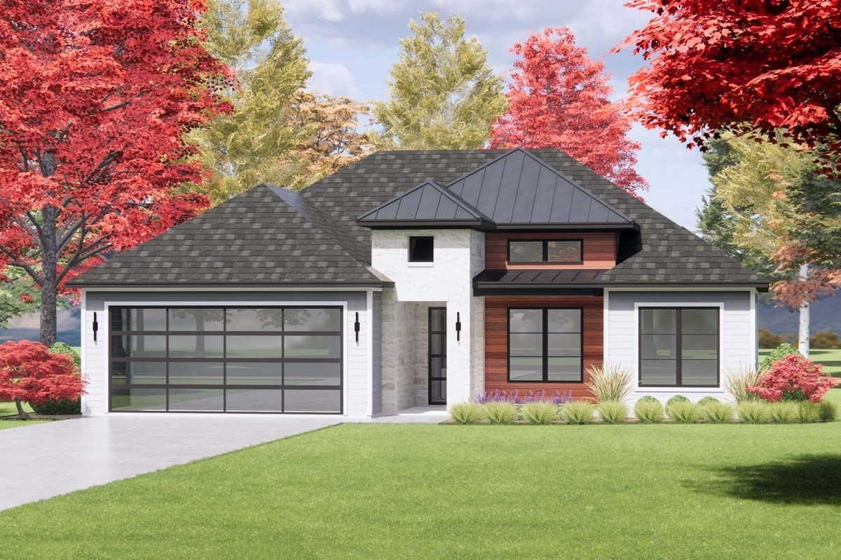 One-Story Transitional House Plan with Split Bed Layout - 1713 Sq Ft ...
