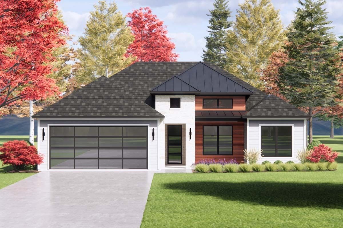 One-Story Transitional House Plan with Split Bed Layout - 1713 Sq Ft ...