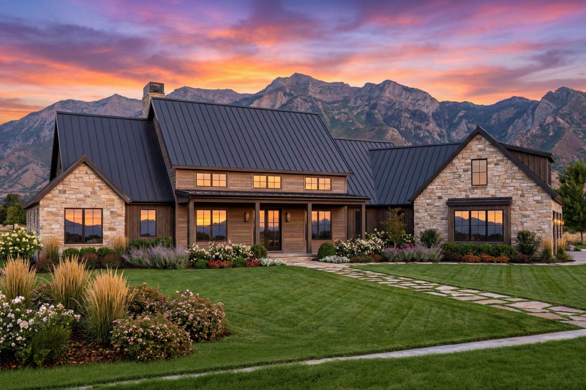 Plan 818093JSS: 4 Bed Modern Farmhouse with Angled Garage - 3817 Sq Ft