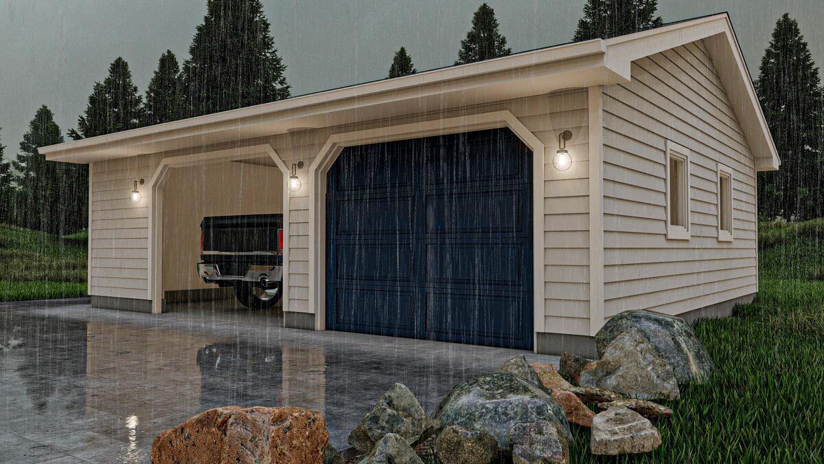 Traditional 2-Car Garage Plan with Colonial Cut Door Opening - 623301DJ ...