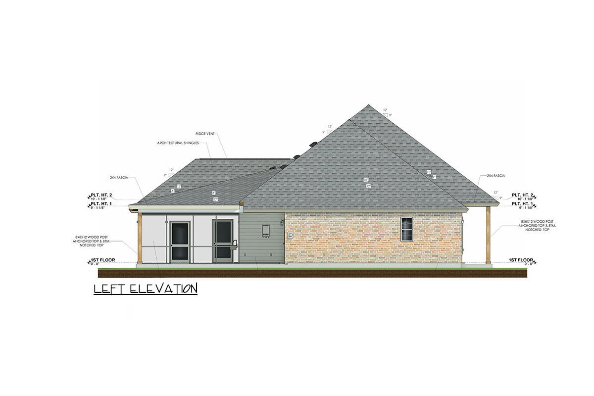 3 Bed Acadian-Style House Plan with Carport - 1705 Sq Ft - 185003PHD ...