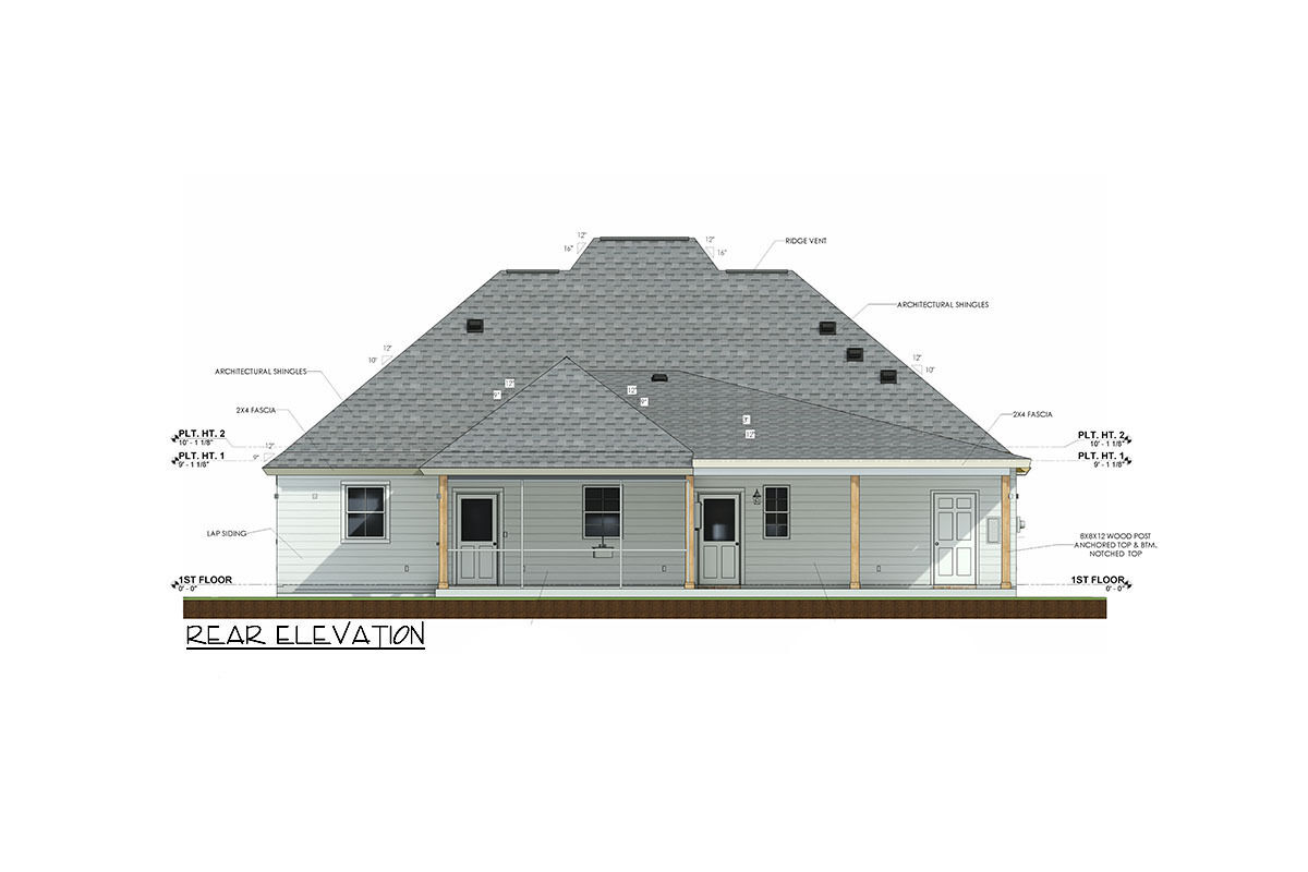 3 Bed Acadian-Style House Plan with Carport - 1705 Sq Ft - 185003PHD ...
