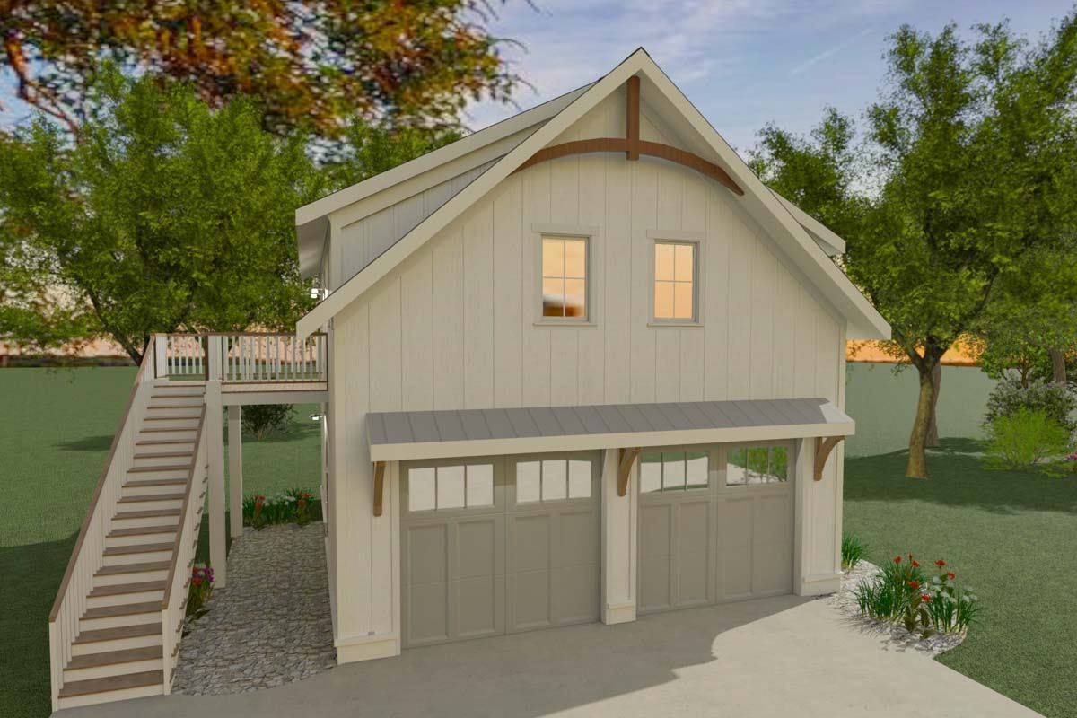 Plan 765051TWN: One-Bed Garage Apartment with ADU Potential - 672 Sq Ft