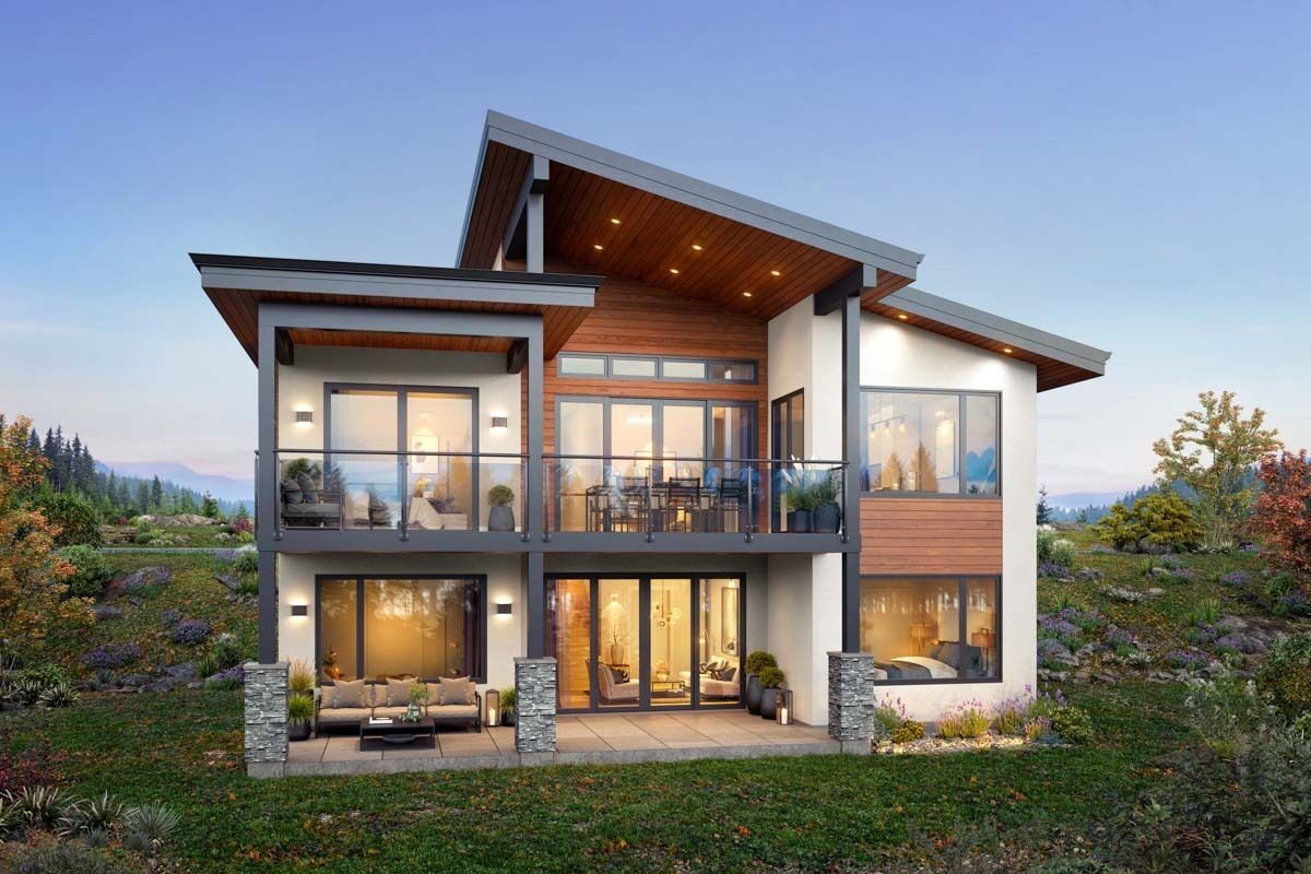 Modern 4 Bed House Plan for a Rear Sloping Lot - 3138 Sq Ft - 144103UPR ...