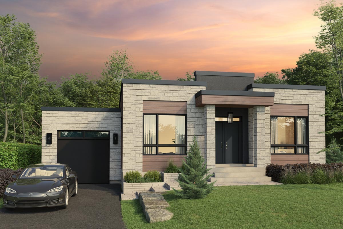 Plan 801153PM: Urban-Style One-Story House Plan with One-Car Garage ...