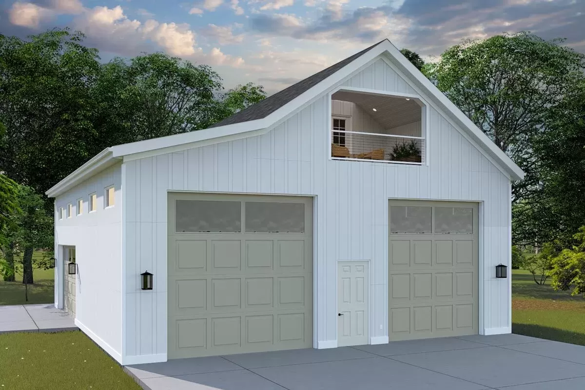 Detached Modern Farmhouse Style Garage with Home Office - 1695 Sq Ft ...