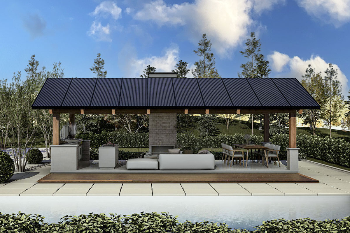 Plan 311051RMZ: Contemporary Pool House with Outdoor Kitchen and ...