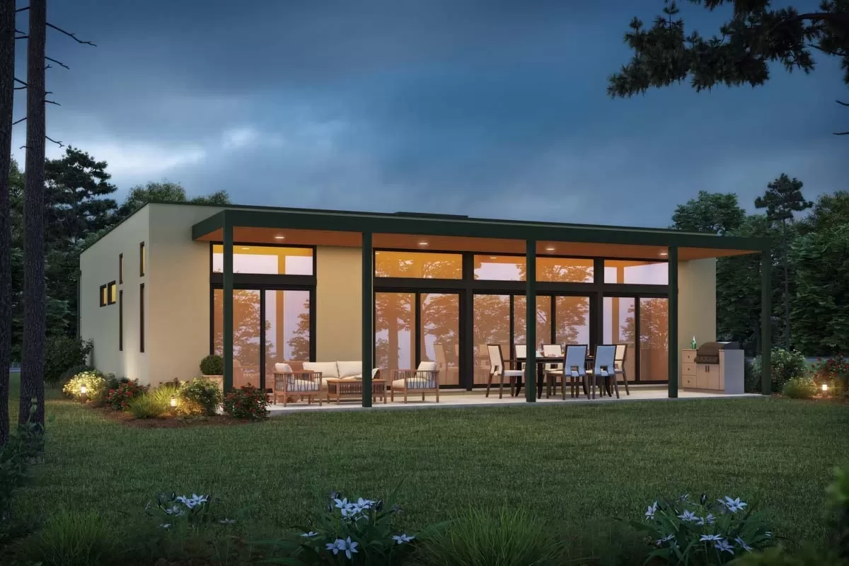 3-Bed Contemporary Ranch Plan with Main Level Master and Pocket Office ...