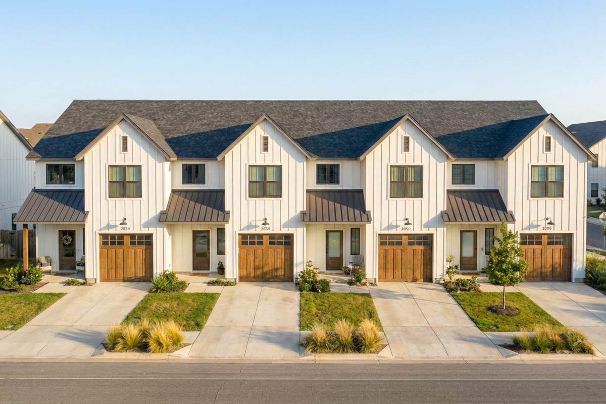 Plan 623412DJ: 4-Unit Quad-Plex House Plan with 3-Bed Matching Units ...