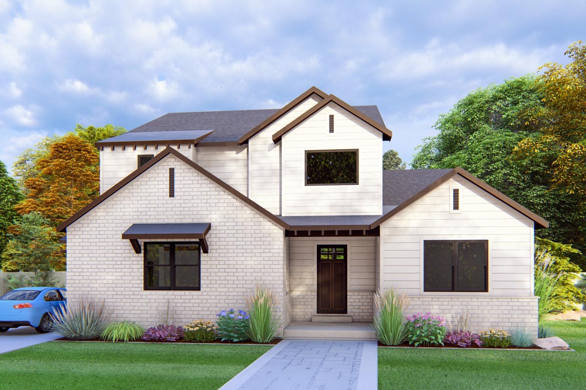 Plan 910095WHD: 4-Bed Transitional Farmhouse Plan with Optionally ...