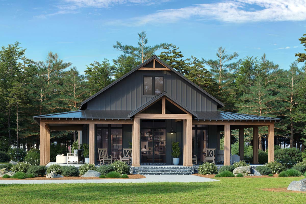 Plan 51979HZ: 3-Bed Barndominium House Plan with Wrap-Around Porch ...