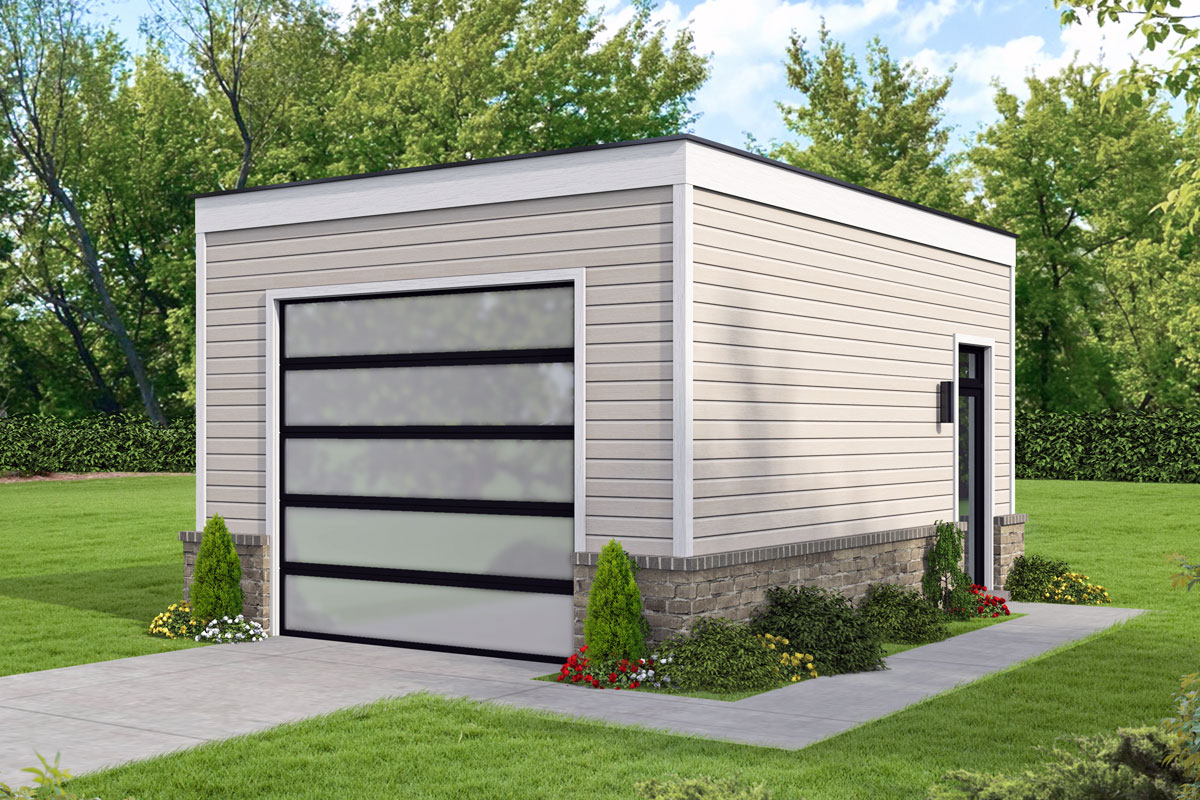 Plan 680461VR: Contemporary Single-Bay Garage - 352 Sq Ft
