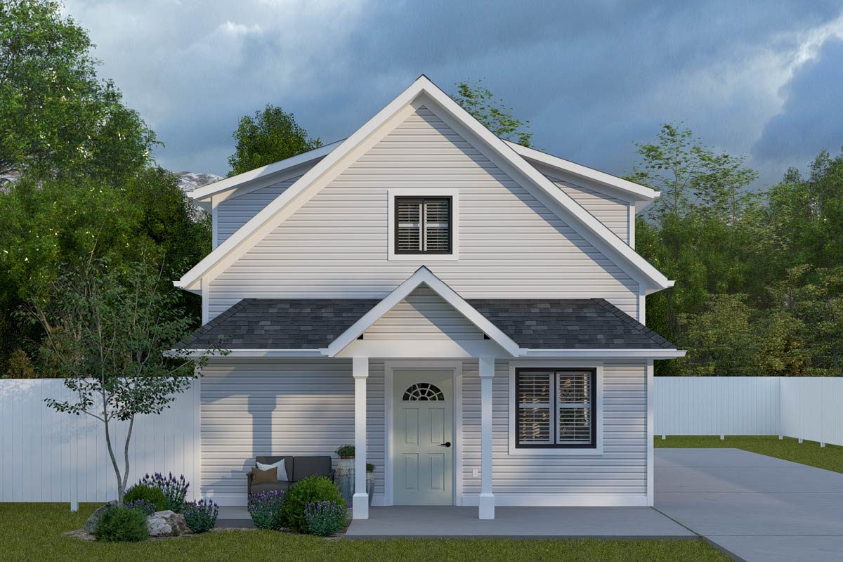 Plan 61549UT: Two-Story Country House Plan with 3 Bedrooms - 1229 Sq Ft