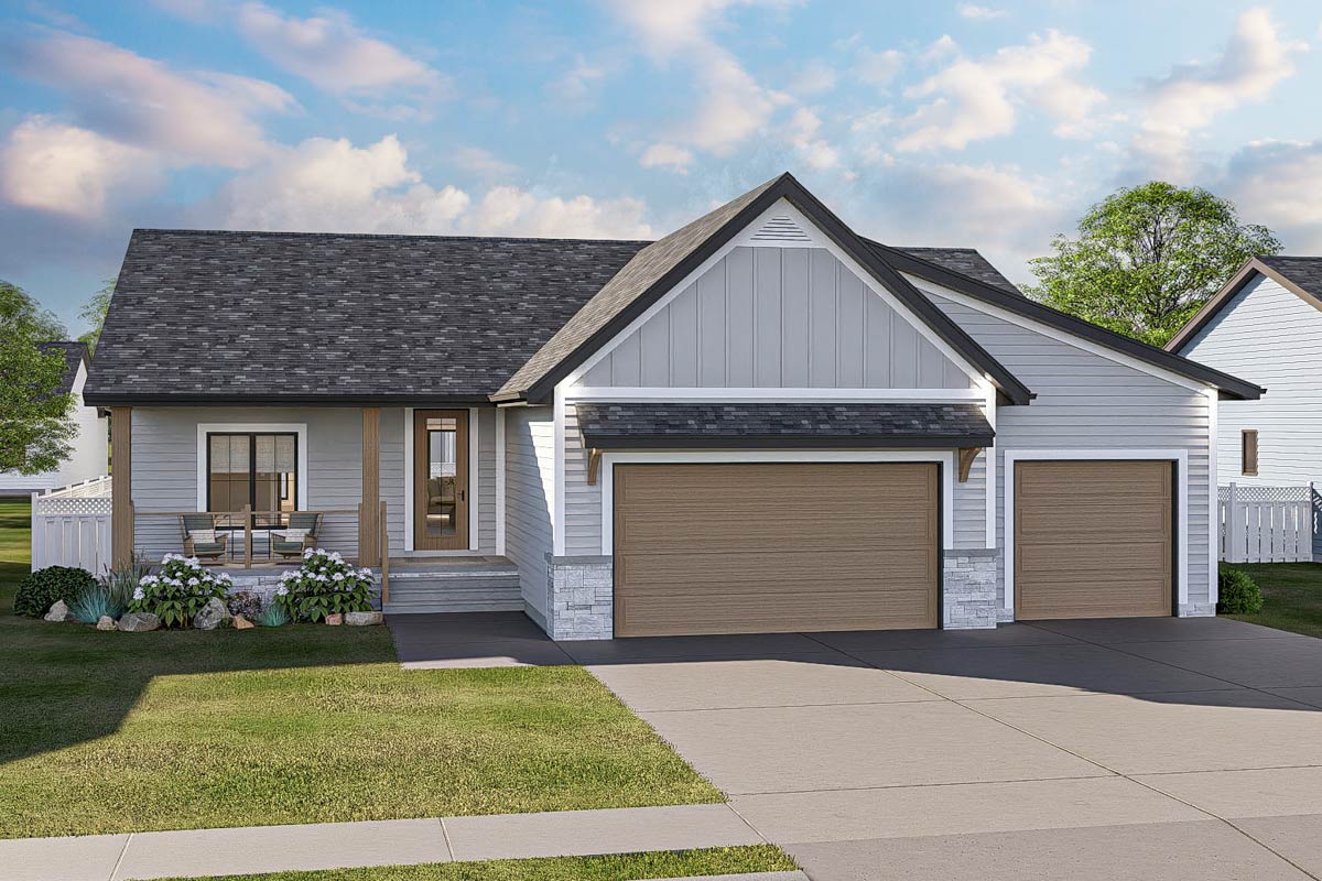 Plan 623466DJ: 3-Bed Country Ranch House Plan with Breakfast Nook ...