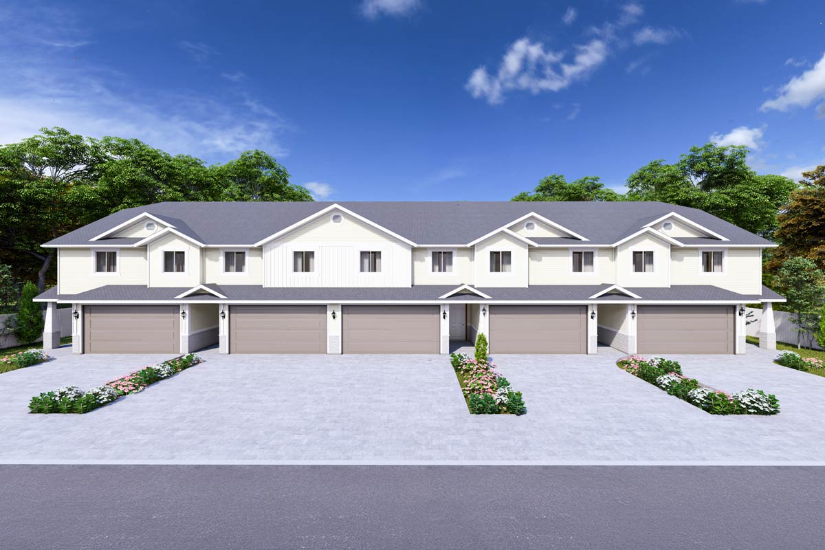 Plan 61575UT: Two-Story Five-Family House Plan with 3-Bedroom Units ...