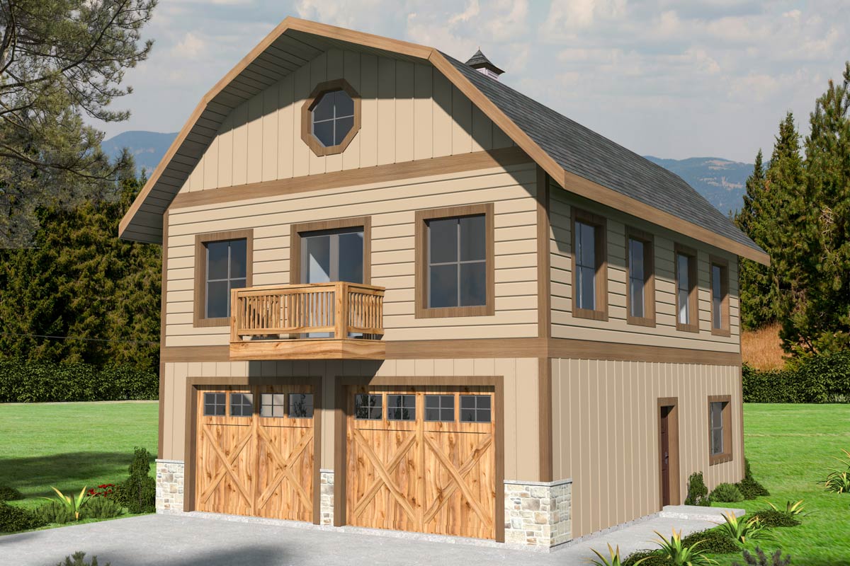 Plan 350116GH: Rustic Country ADU House Plan with Home Office - 1083 Sq Ft