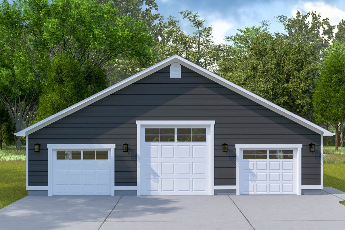 Plan 61587UT: 3-Car Detached Garage Plan with RV Bay Garage - 2500 Sq Ft