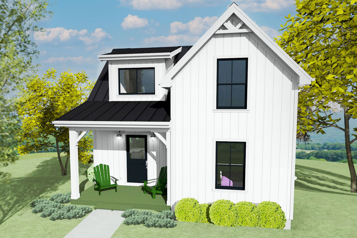 Plan 430835SNG: 2-Bed Cottage House Plan with Two-Story Great Room ...