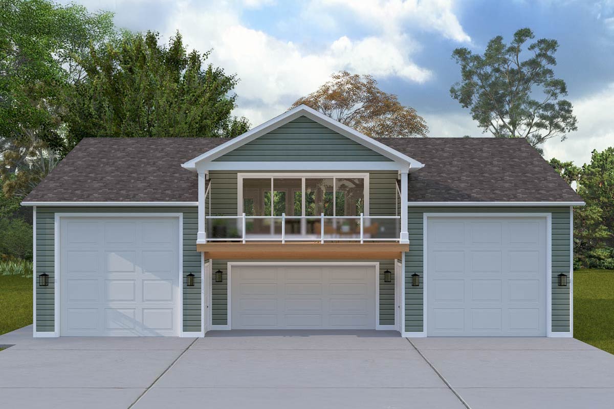 Plan 61599UT: Two-Story Garage Plan with Second Level Flex Space and 2 ...