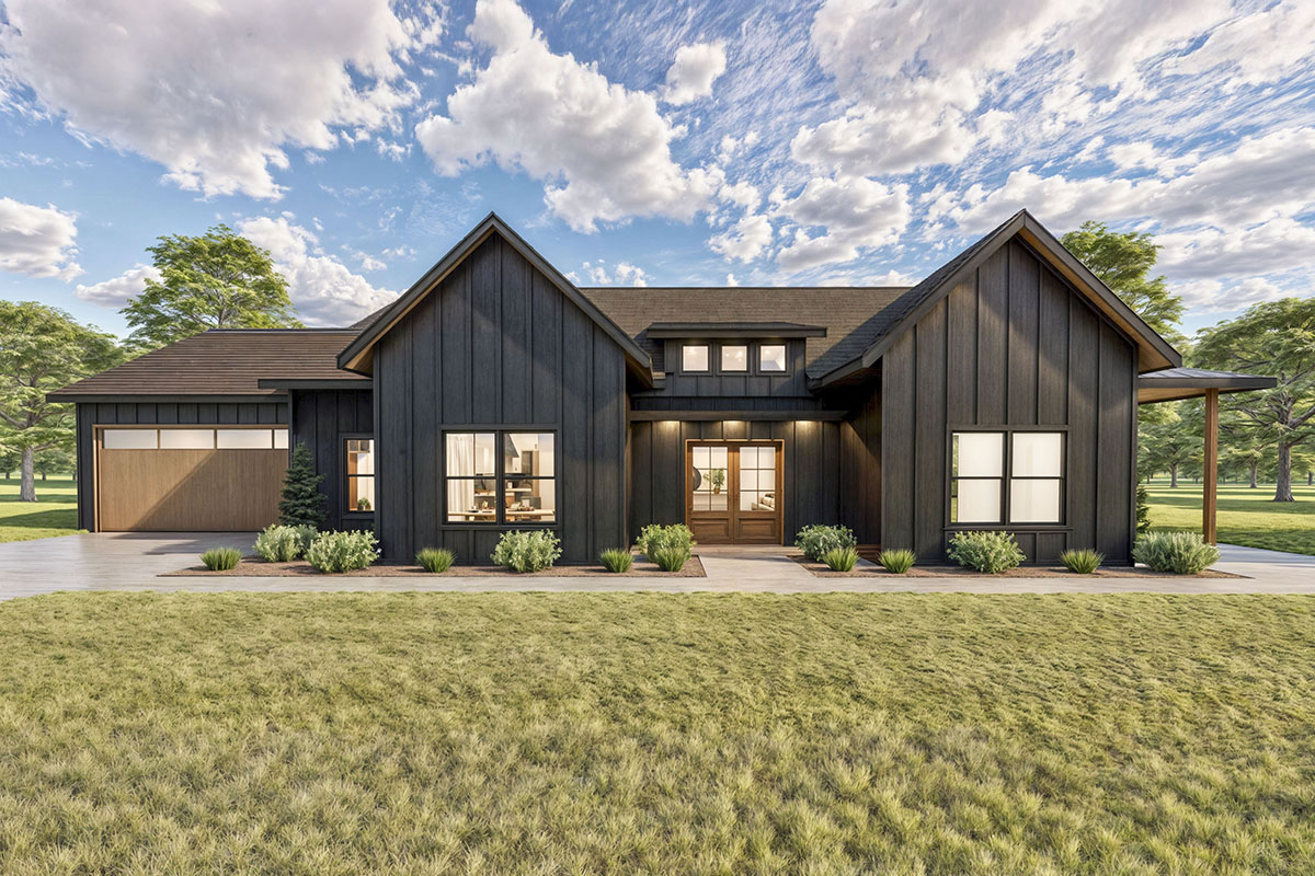 Plan 600013PDZ: 4-Bed Modern Farmhouse Plan with Vaulted Living Space ...