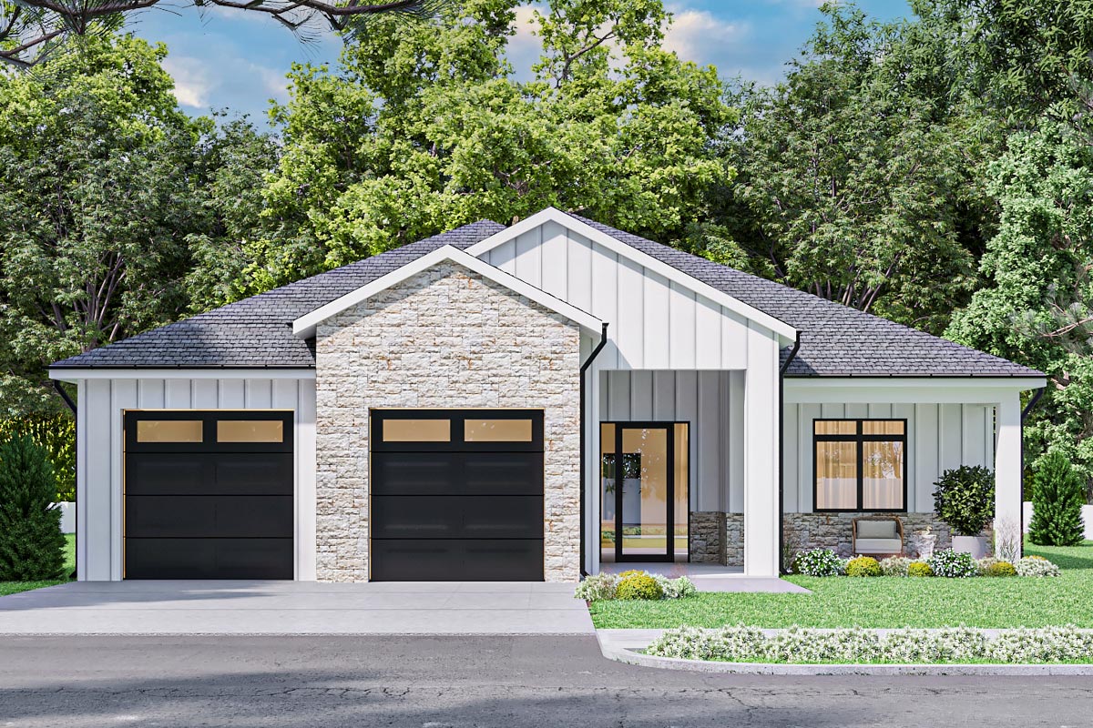 Open Concept 3bed Modern Farmhouse Plan With Carport 101 House Plans