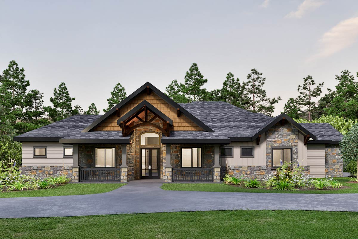 Stone Country Home Plans Texas Hillside Style House Plan | Amarillo