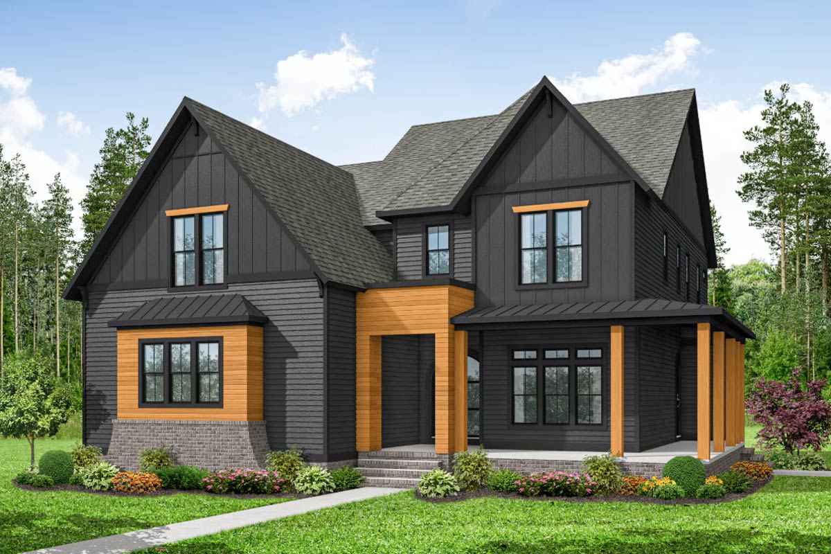 Plan 260030RVC: 4-Bedroom New American House Plan with 2-Story Great ...