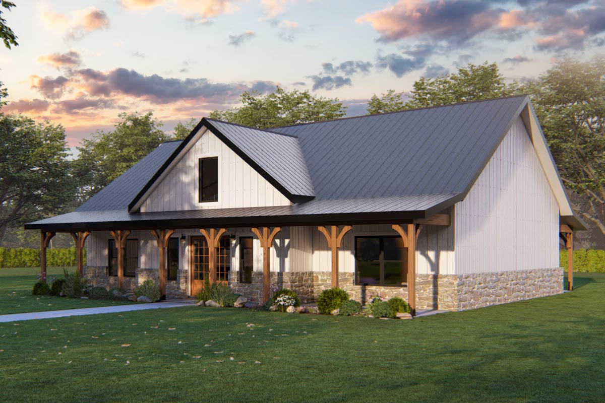 Plan 405011FDC: 3-Bedroom Modern Ranch Plan with Vaulted Great Room and ...