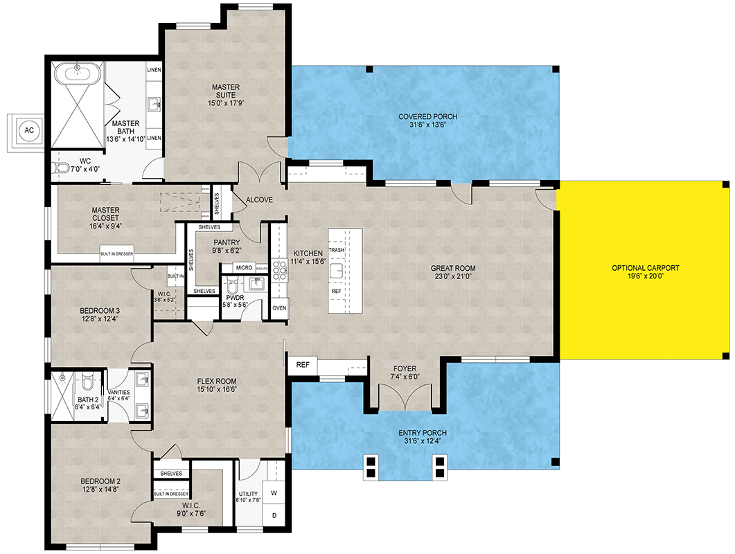 Plan 430144LY: Single-Story Hill Country House Plan with Dedicated Kids ...