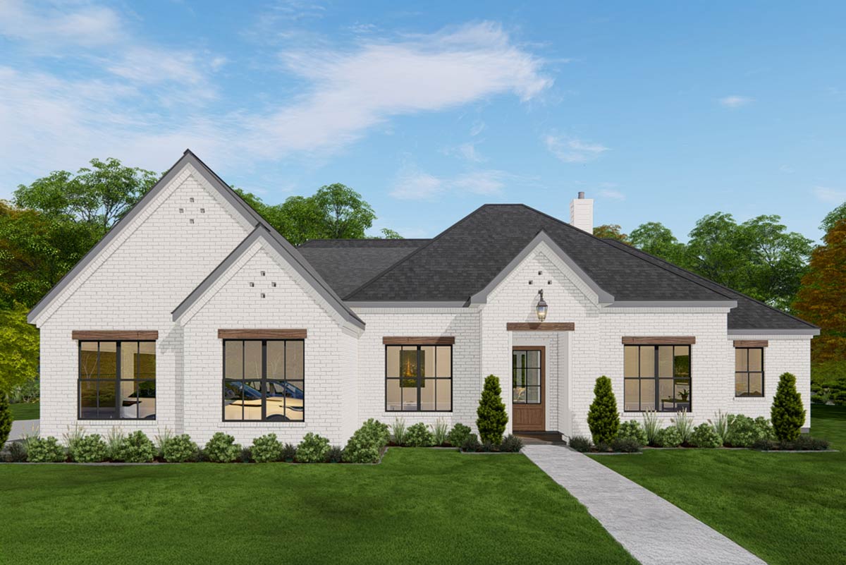 Plan 25450TF: 4-Bed Transitional-Style House Plan with Protracted Foyer ...