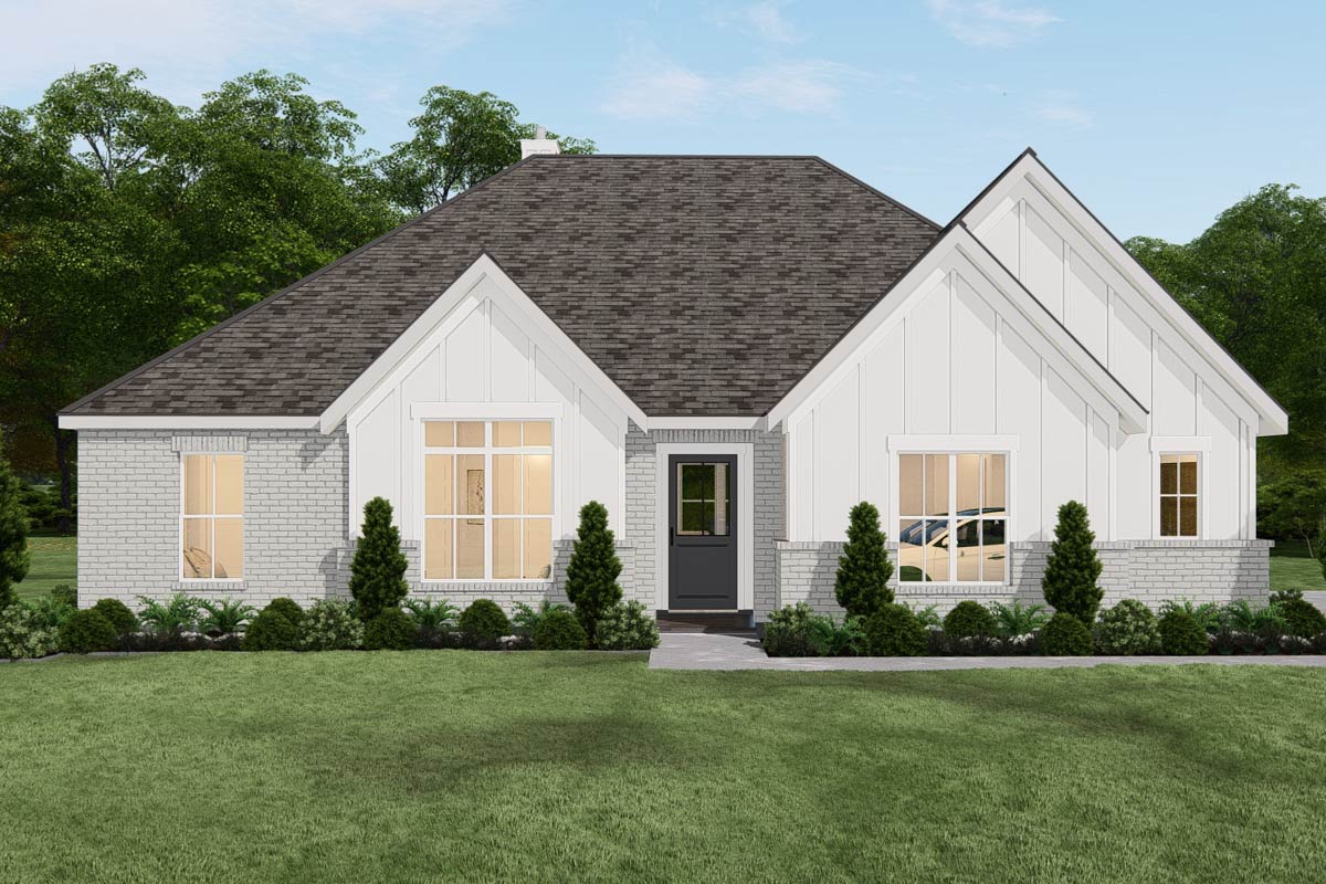 Plan 25451TF: Single-Story Transitional House Plan with Clustered ...