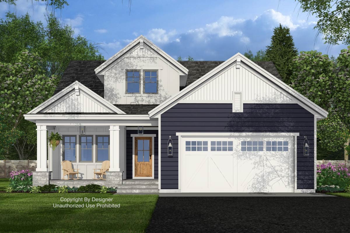 Plan 140006RK: Country Craftsman Home with Split Bedrooms and Office
